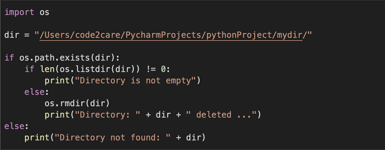 How To Delete A Dir Or Folder Using Python Code Code2care